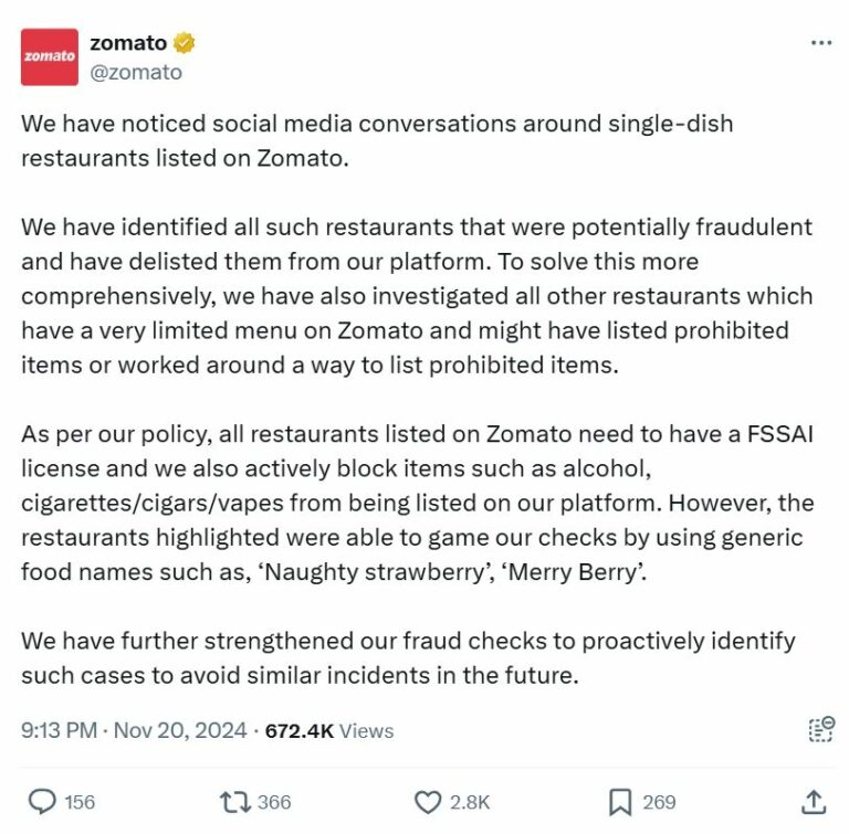 Zomato Responds After Suspicious One-Dish Restaurants On Zomato App Go ...