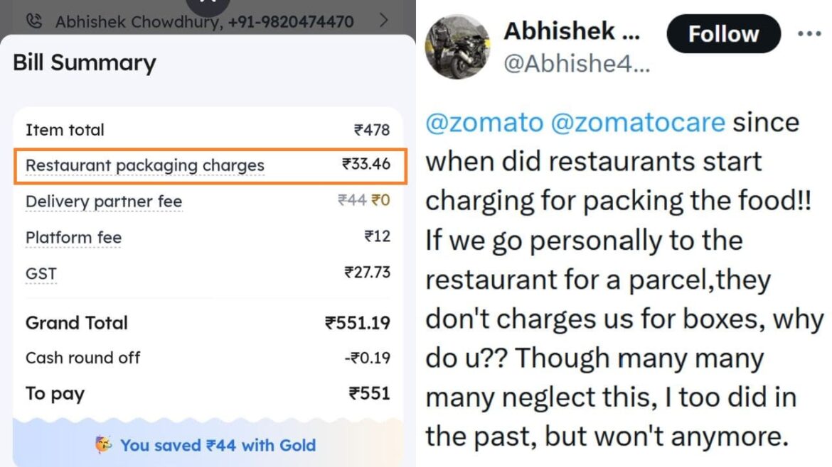 Zomato Responds After Customer Complains About Being Charged 'Packaging ...