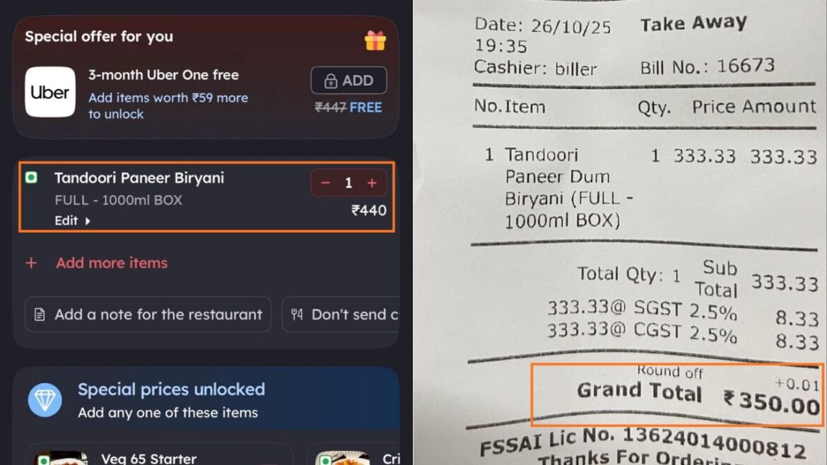 Zomato Responds After Customer Spots ₹140 Price Difference Between App ...