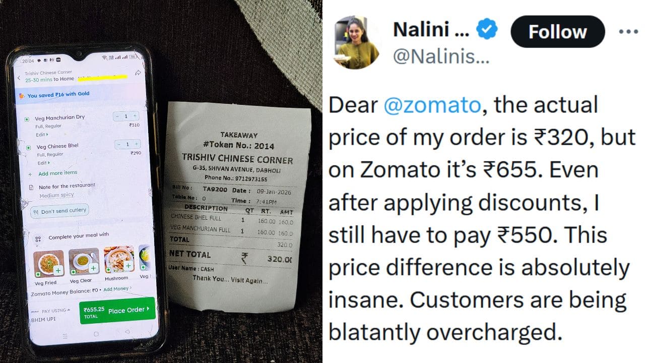 Zomato Responds After Woman Highlights Huge Price Difference - '₹655 ...